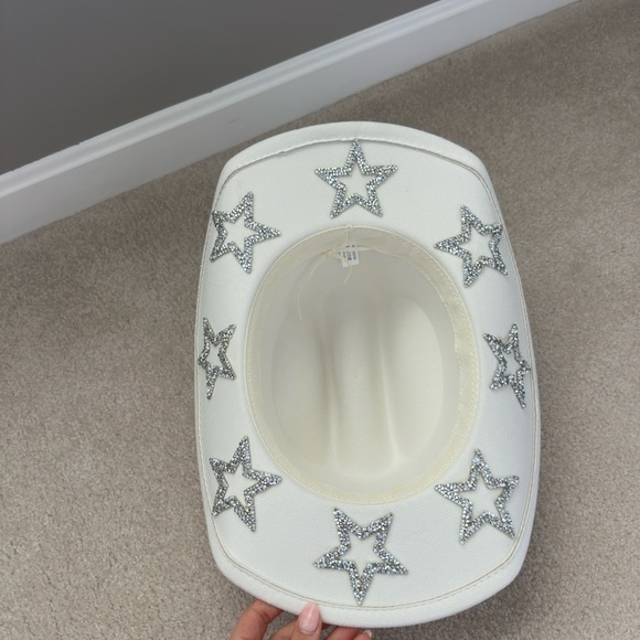 Accessories | White Cowboy Hat With Silver Star Accents | Poshmark